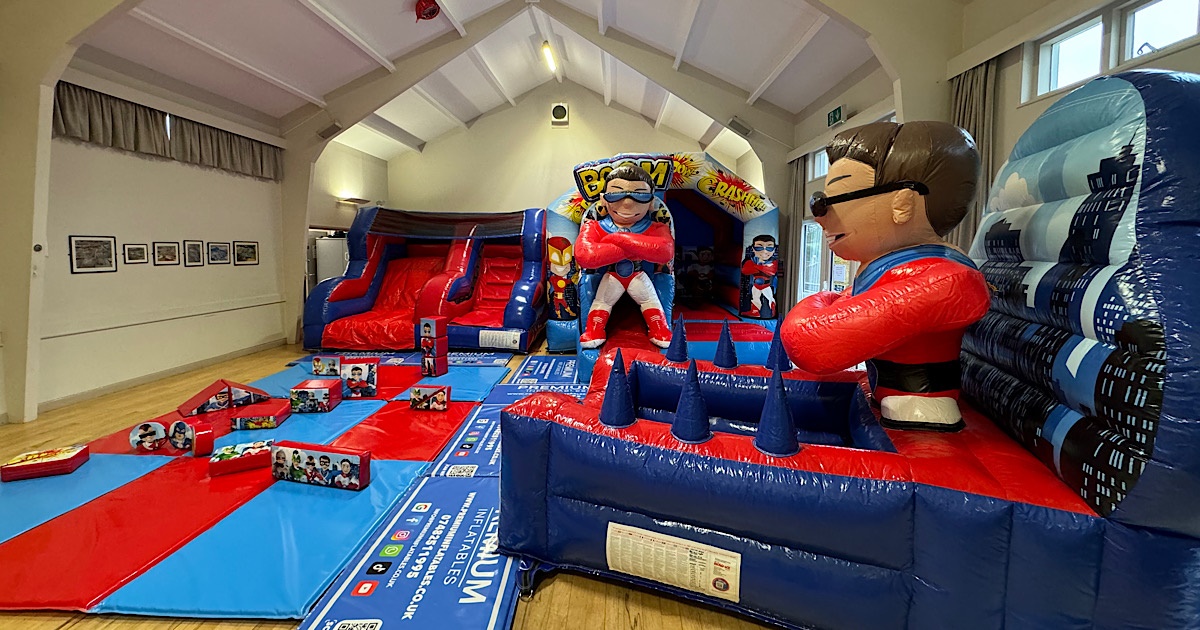 Superheroes 3D Bouncy Castle & Soft Play Package Hire Harrogate